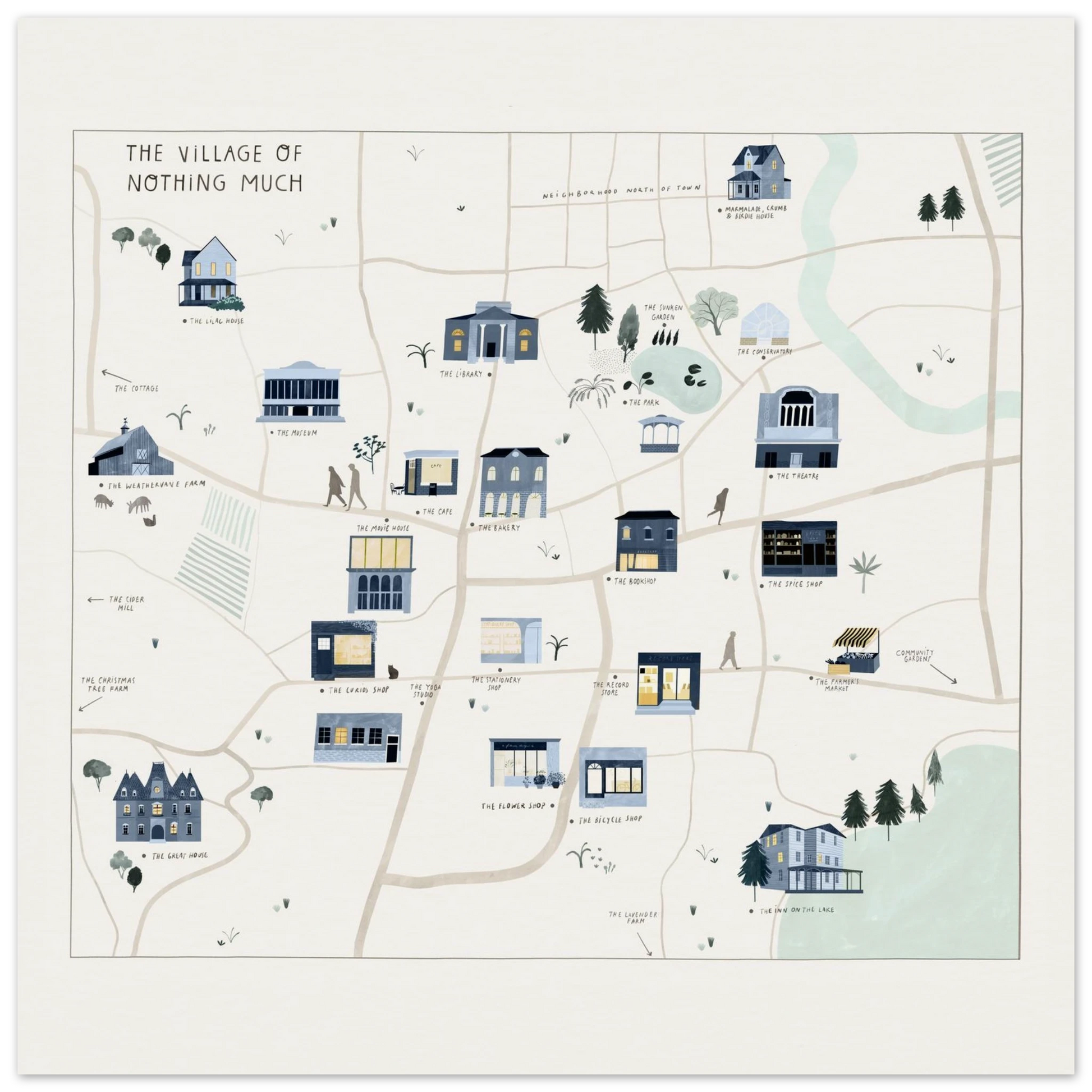 The Village Map Print – Nothing Much Happens